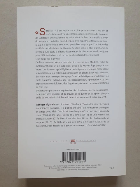HISTOIRE DE LA fatigue - Georges Vigarello - UH Seuil 2020 EUR 9,00 ...