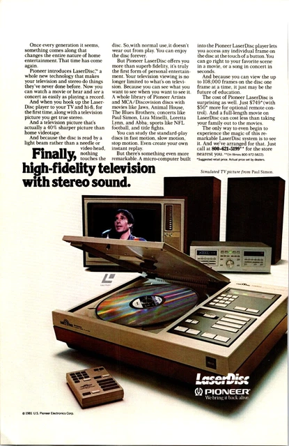 PIONEER LASERDISC HIFI Television, Paul Simon, 1981 Nat Geo VTG Print ...