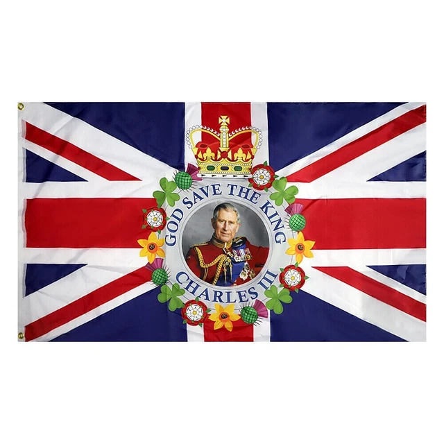 KING CHARLES III Coronation Ceremony 2023 Floral Union Jack Flag Large ... KING CHARLES III Coronation Ceremony 2023 Floral Union Jack Flag Large ...
