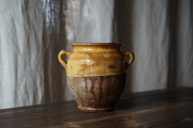 POT ANCIEN EN terre cuite vernissée jaune Sud France EUR 80,00 ...