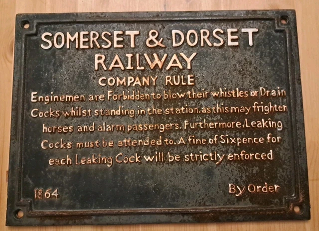 RAILWAY SIGN SOMERSET And Dorset 1864 Repro Cast Iron Wall Plaque ...