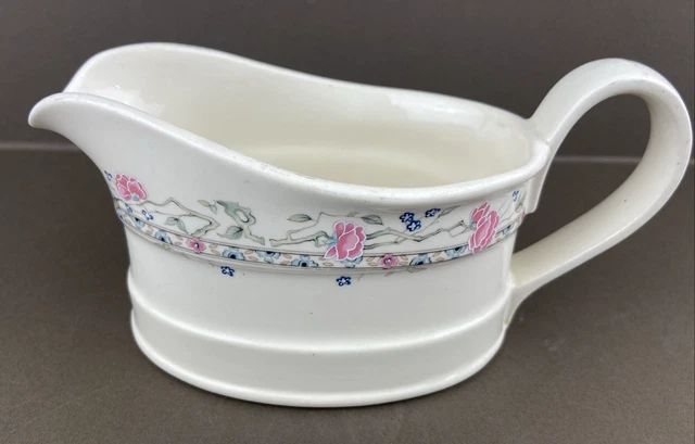 STEELITE INTERNATIONAL ENGLAND White Floral Gravy Boat Ceramic Pottery ...