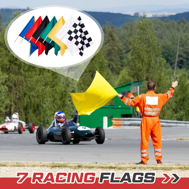 PROFESSIONAL RACING FLAG Set with Poles and Storage Bag, 7 Pcs Official ...