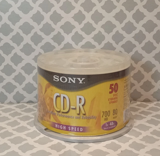 SONY CD-R HIGH Speed Recordable Disc 700 MB 1X-48X 80 Min 50 Pack - New ...