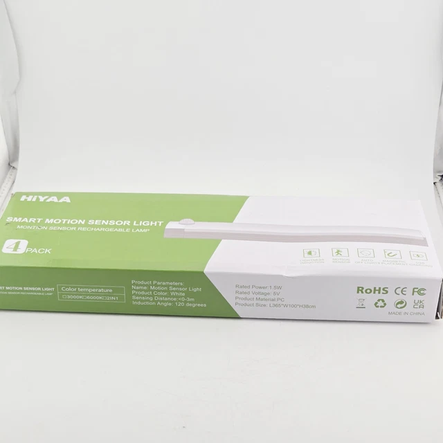 HIYAA SMART MOTION Sensor Light Rechargeable Under Cabinet Light 4 Pack ...