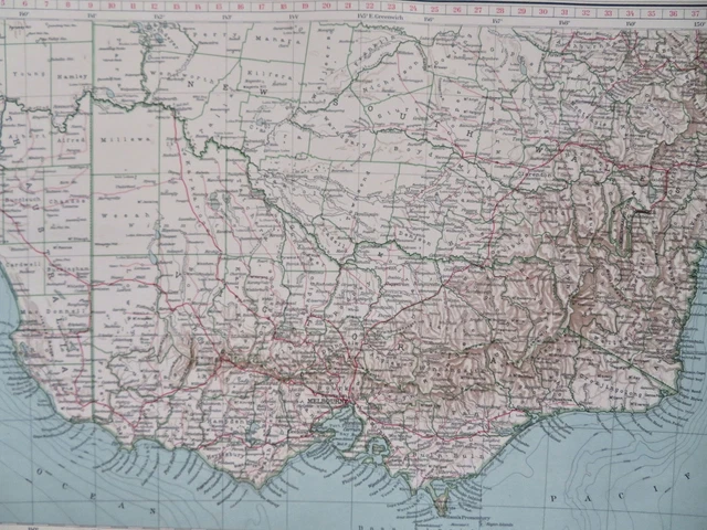SOUTHEAST AUSTRALIA VICTORIA Melbourne Adelaide 1936 large Italian map ...