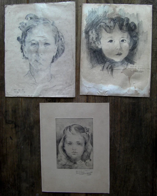 ALFRED LOP MONTEL école de paris 2 dessins et 1 eau forte portrtaits ...