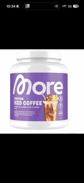 MORE NUTRITION PROTEIN Iced Coffee, 500g, Vanilla Chocolate Chip Cookie ...