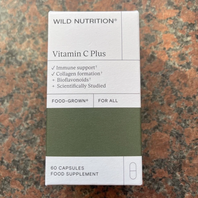 WILD NUTRITION FOOD-GROWN Vitamin C Plus For All 60 Capsules. EXP:04/ ...