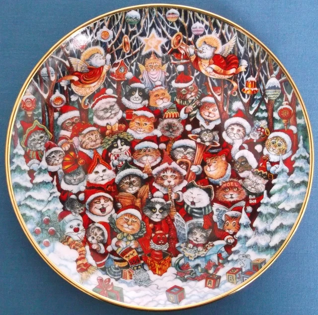 FRANKLIN MINT SANTA Claws Christmas Cats Bill Bell Limited Ed Porcelain ...