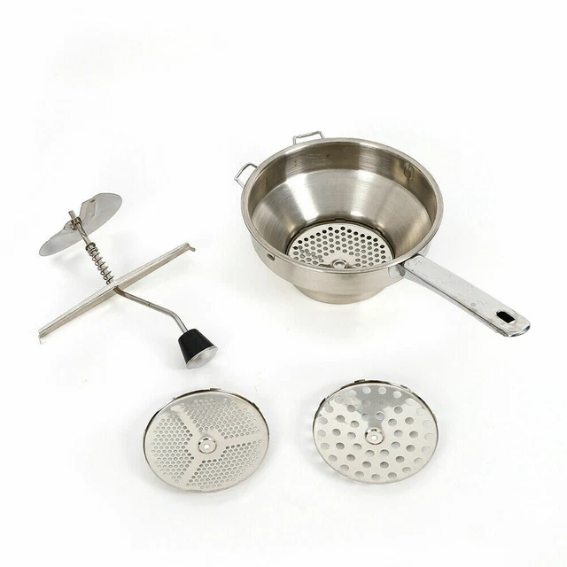 STAINLESS STEEL MOULI Polished Food Mill Vegetable Potato Ricer Mixer ...