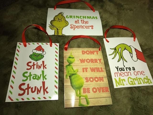 PERSONALISED CHRISTMAS THE GRINCH Hanging Signs Tree Wall Decorations ...
