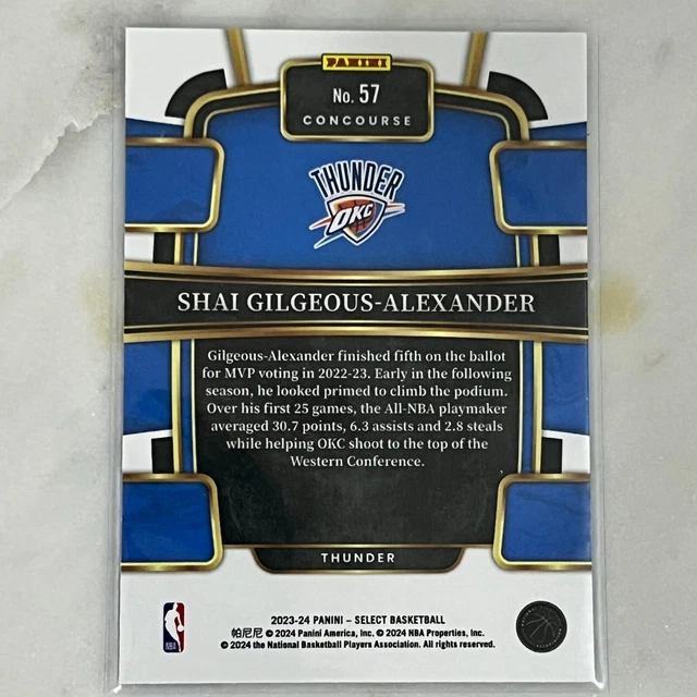 2023-24 PANINI SELECT - #57 Shai Gilgeous-Alexander Blue Acourse OKC ...