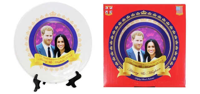 ROYAL WEDDING COMMEMORATIVE Plate with Stand Ceramic Plate Prince Harry ...