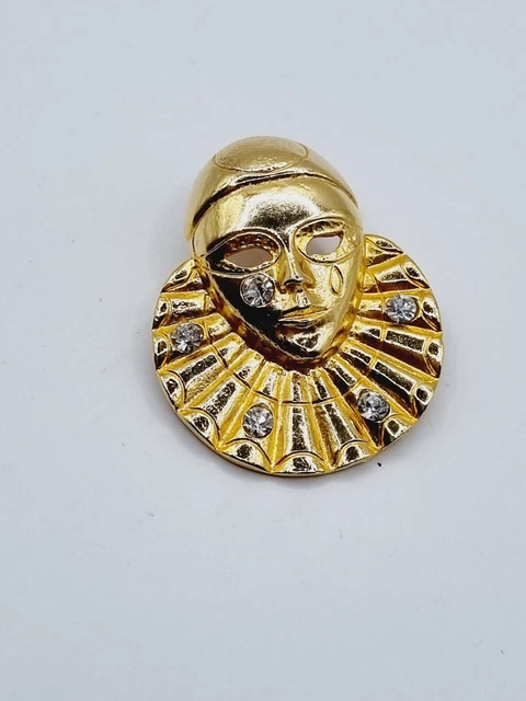 VINTAGE BEAUTIFUL VENECIAN Mask Pierrot Theater Brooch Broche Brouch ...