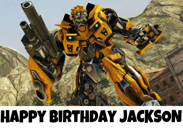 TRANSFORMERS BUMBLEBEE SLAB Cake Topper Edible Wafer Paper Personalised ...