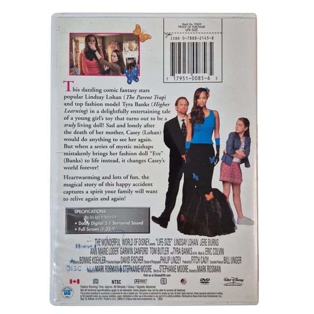 DISNEY LIFE SIZE DVD Lindsay Lohan Tyra Banks Family Comedy Movie OOP ...