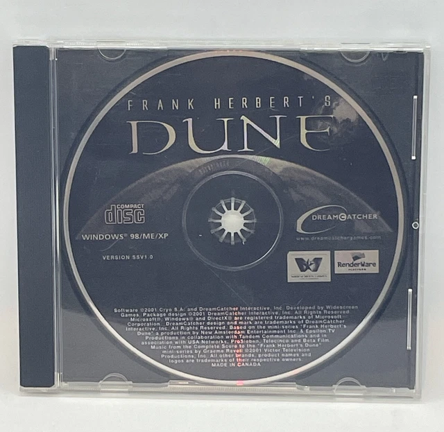 FRANK HERBERT’S DUNE PC Game Vintage Jewel Case Dreamcatcher RenderWare ...