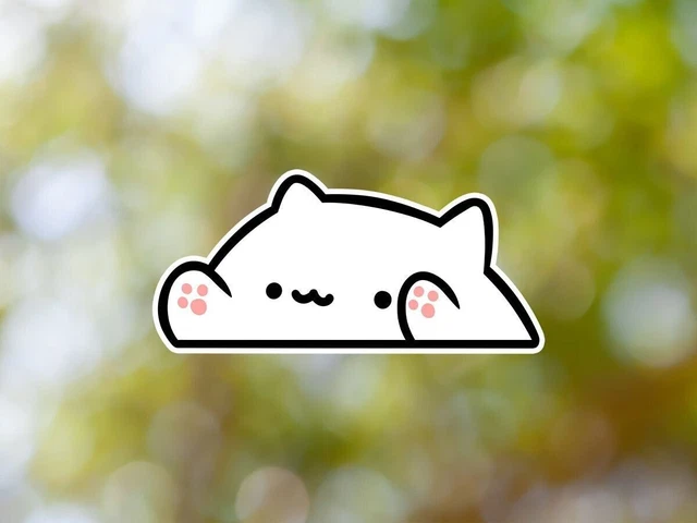 BONGO CAT MEME Sticker Waterproof, Vinyl Decal, for Laptop Car, Book ...