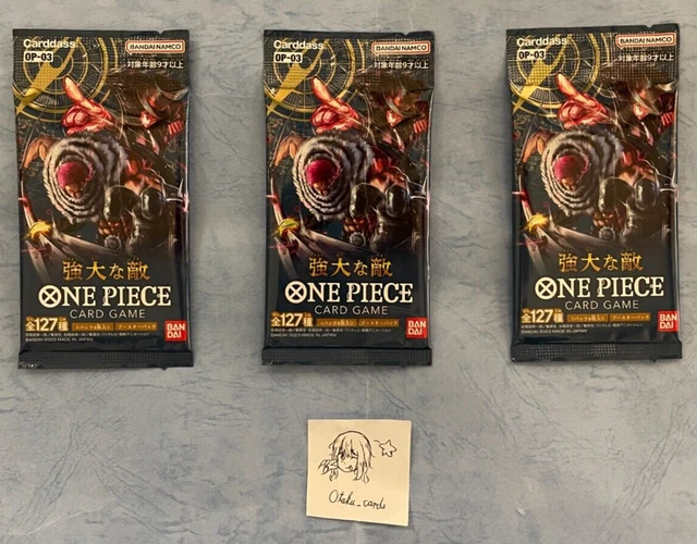 ONE PIECE TCG card OP-03 Japanese Booster Mighty Enemies TCG Sealed X 3 ... ONE PIECE TCG card OP-03 Japanese Booster Mighty Enemies TCG Sealed X 3 ...