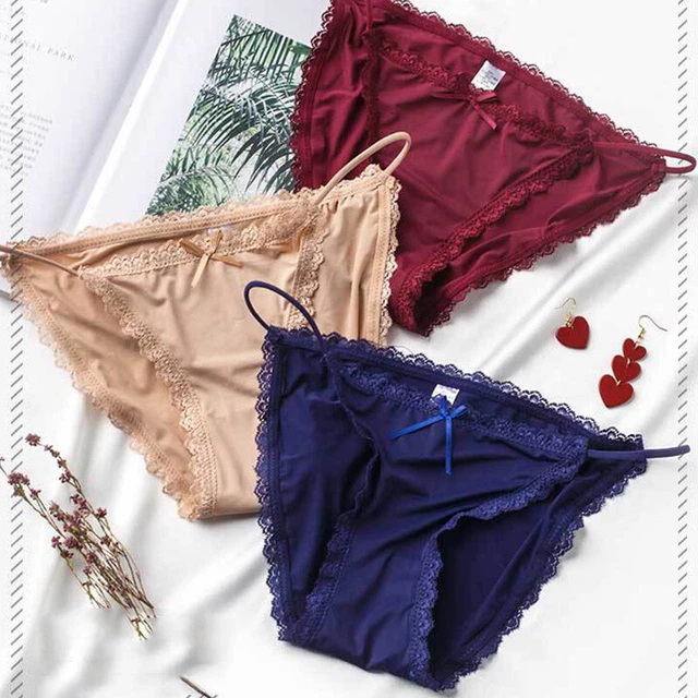 Womens Sexy Satin Lace Tanga Bikini Knickers Briefs Panties Lingerie