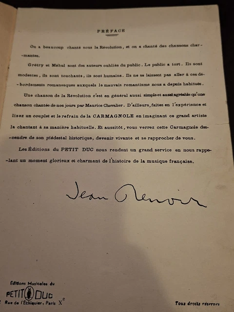 PARTITURA LA MARSEILLAISE Jean Renoir Raccolta Canzoni Film Spartiti ...