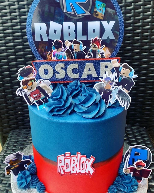 ROBLOX INSPIRED CAKE TOPPER Blue & Pink Designs Personalised Fast ...