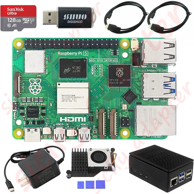 RASPBERRY PI 5B Model B 4GB/8GB RAM DIY 8 in 1 Kit Case Cooler 128G SD ...