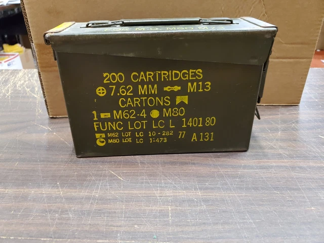 VTG US MILITARY Ammo Metal Box 200 Cartridges 7.62mm M82 Case Army ...