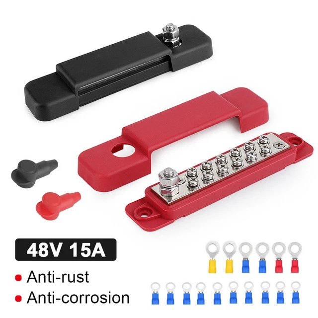 12 POINT BUSBAR Bus Bar Power Distribution Block 180A 48V DC - Red, $19 ...