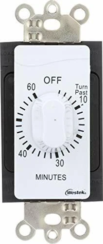 MECHANICAL WALL COUNTDOWN Timer Dial Switch 60 Minute Bathroom Exhaust ...