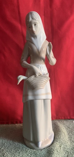 VINTAGE 1960’S MIGUEL Requena Porcelain Figure Lady & Duck in Basket. £ ...