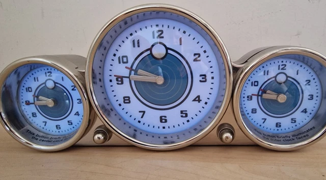 POTTERY BARN CLOCK retro 50's gauge dashboard 3 time zones light up £20 ...