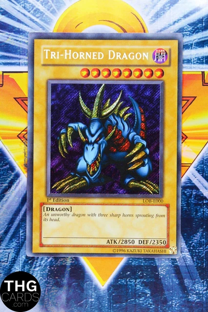 TRI-HORNED DRAGON LOB-E000 1st Edition Secret Rare Yugioh Card £99.99 - PicClick UK