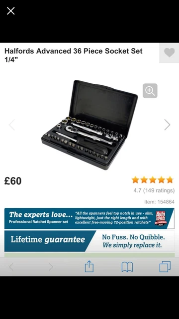 HALFORDS ADVANCED 36 Piece Socket Set For 1/4" Drive Brand New £42.29 ...