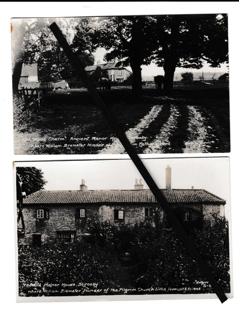 TWO EMPIRE PHOTO Postcards - Old Manor House, Scrooby - Near Bawtry ...