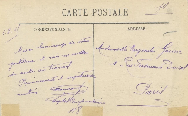 CACHET 16ÈME CORPS d'armée hôpital complémentaire 48 - sur cpa ...