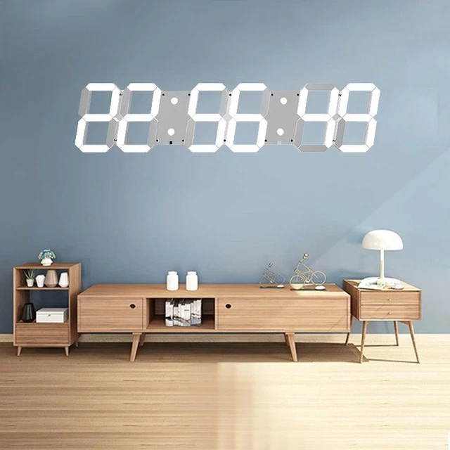 HORLOGE MURALE LED multifonctionnelle numérique USA télécommande câble ...