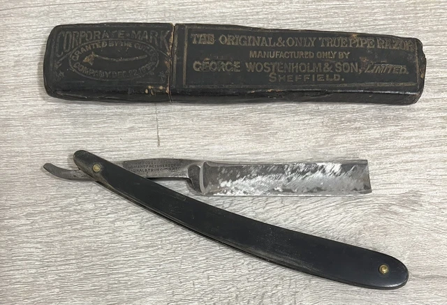 VINTAGE GEORGE WOSTENHOLM & Sons Original Pipe Straight Razor-England ...