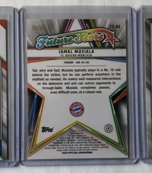 2021-22 TOPPS UEFA Champions League Jamal Musiala Future Stars Gold ...