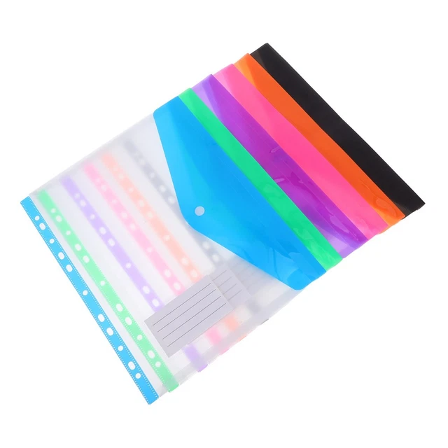 6 PCS PAPER Button Folder Document Plastic Folders Binder Pocket Bags ...
