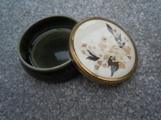 FRAMECRAFT VINTAGE TRINKET Box -Gold Tone Lid with Pressed Flowers ...