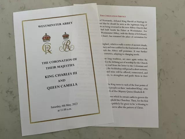 THE CORONATION ORDER of Service of King Charles lll & Queen Camilla ...
