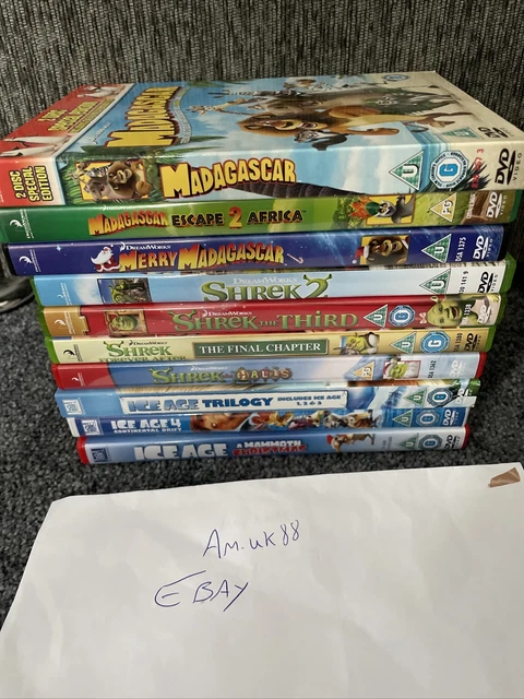 CHILDREN’S DVD BUNDLE Ice Age/ Madagascar/Shrek £10.99 - PicClick UK