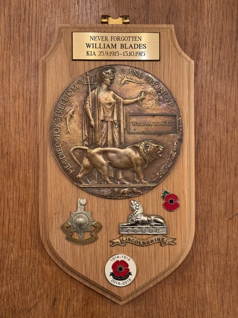 WW1 MEMORIAL PLAQUE Death Penny - WILLIAM BLADES £84.99 - PicClick UK
