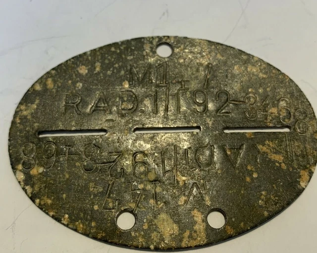 GERMAN WW2 DOG Tag - Erkennungsmarke - RAD - Reichsarbeitsdienst EUR 78 ...