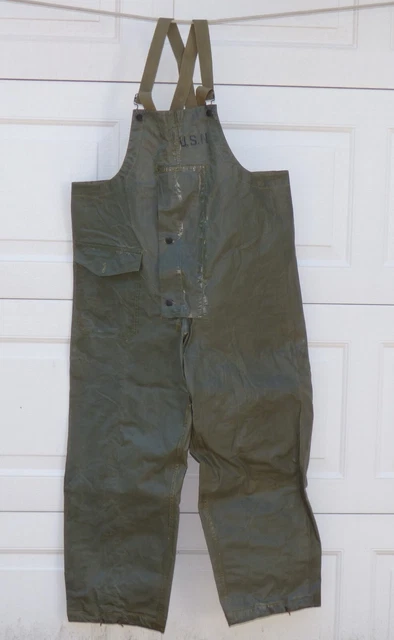 VTG USN US Navy Ship Deck Bib Pants Overall Rain Trousers Medium NXsx ... VTG USN US Navy Ship Deck Bib Pants Overall Rain Trousers Medium NXsx ...