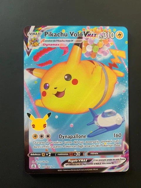 CARTA POKÉMON - Pikachu Volo Vmax 007/025 - Ultra Rara Ita - Gran Festa ...