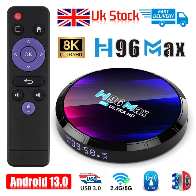 NEW 4G+64GB 8K Android 13.0 H96 Max Wifi Smart TV BOX Ultra HD WiFi ...