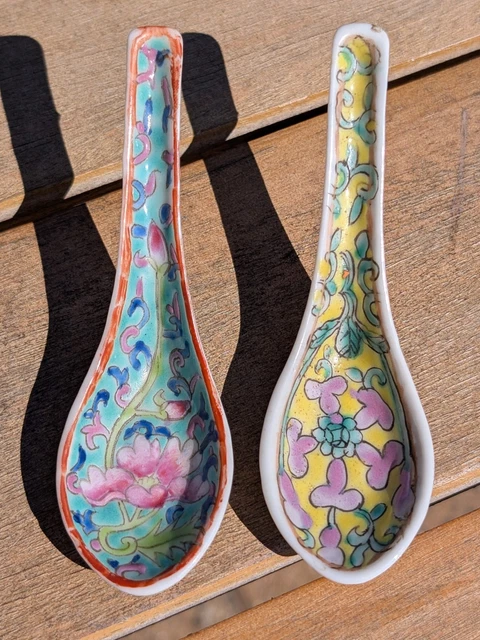 ANTIQUE CHINESE 19TH Century Straits Nonya Peranakan Porcelain Spoons ...